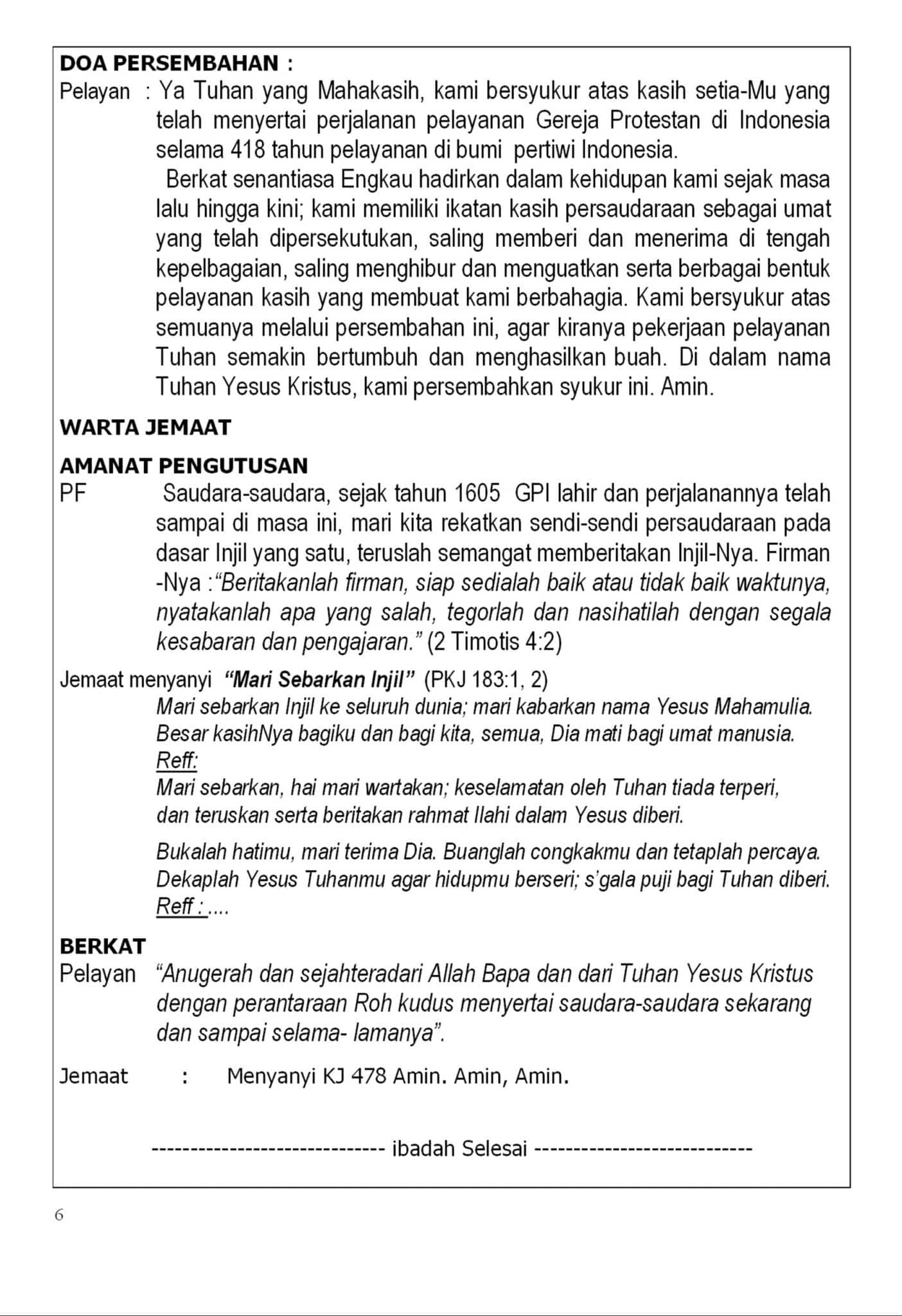 Tata Ibadah & Warta Jemaat, Minggu 05 Maret 2023 – GPIB Sola Gratia